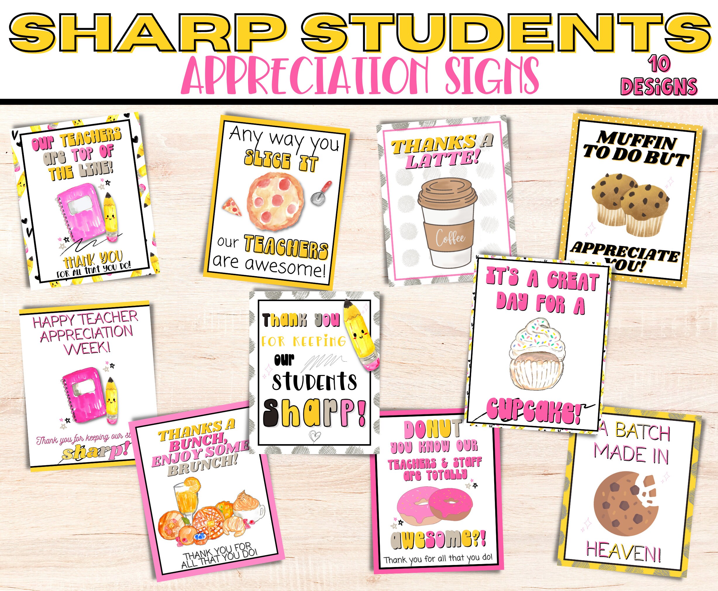 Sharp Students Teacher Appreciation Sign Bundle | Printable DIY Teacher ...