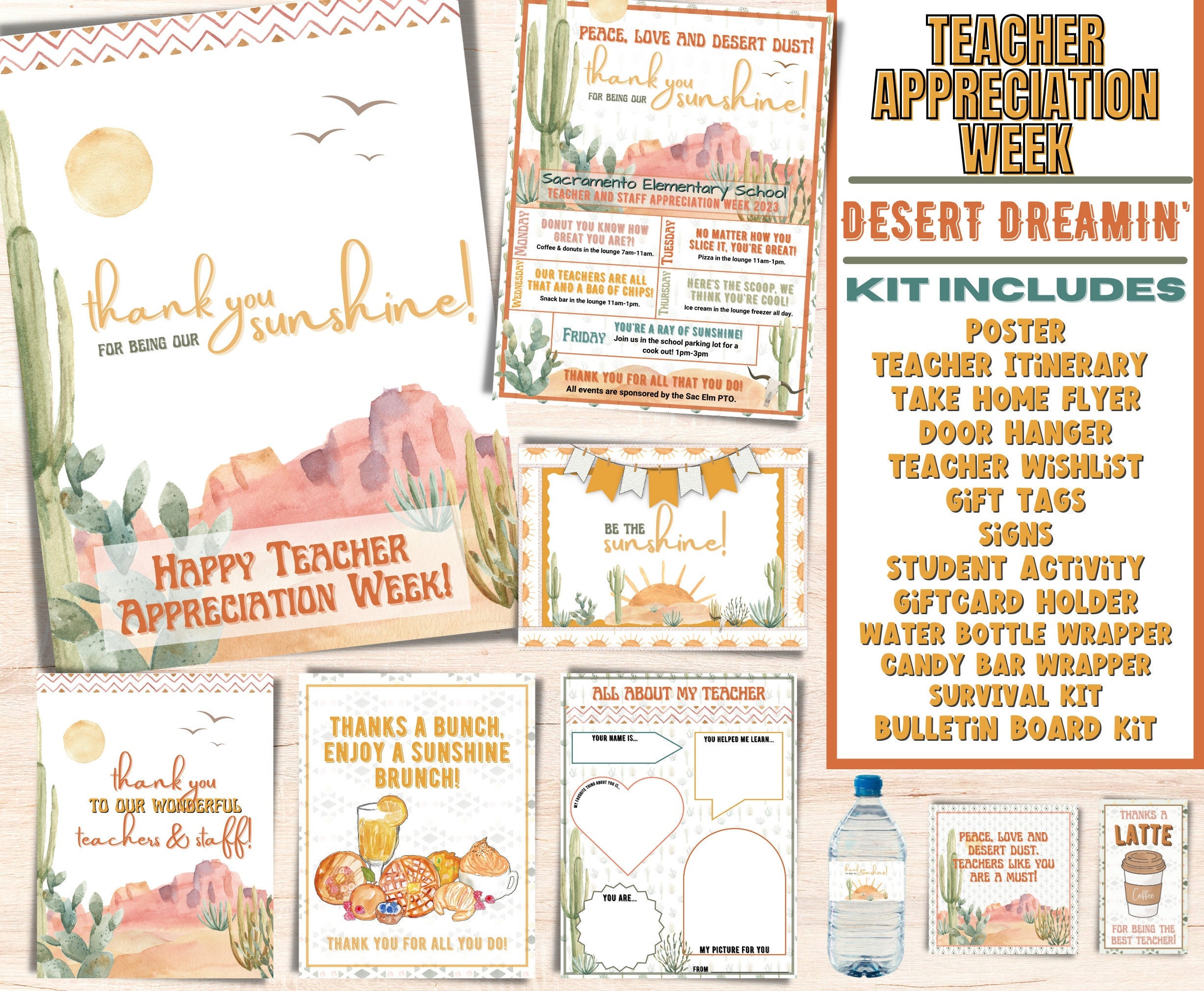 Desert Dreamin' Teacher Appreciation Week Itinerary & Printable Bundle ...