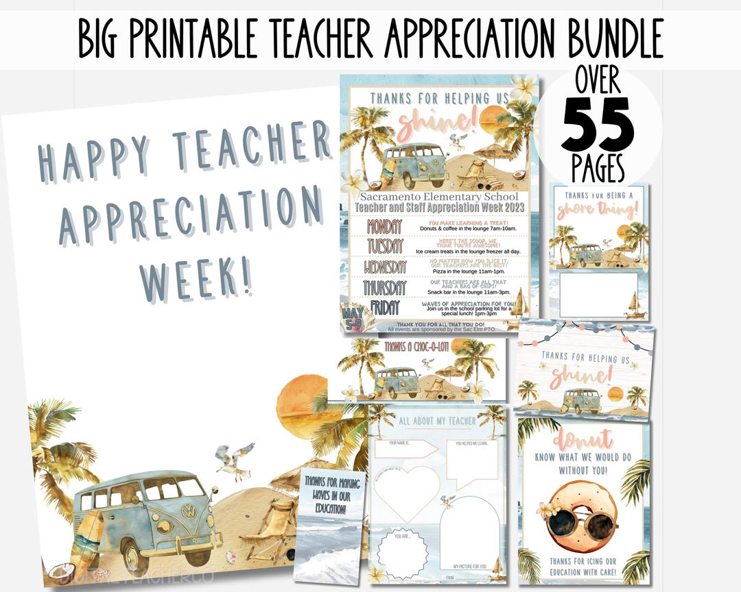 Beach and Ocean Theme Teacher Appreciation Week Kit | Teacher ...