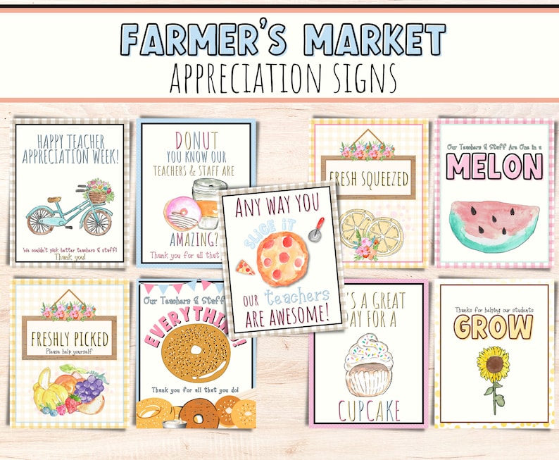 Farmer's Market Teacher Appreciation Sign Bundle | Printable DIY ...