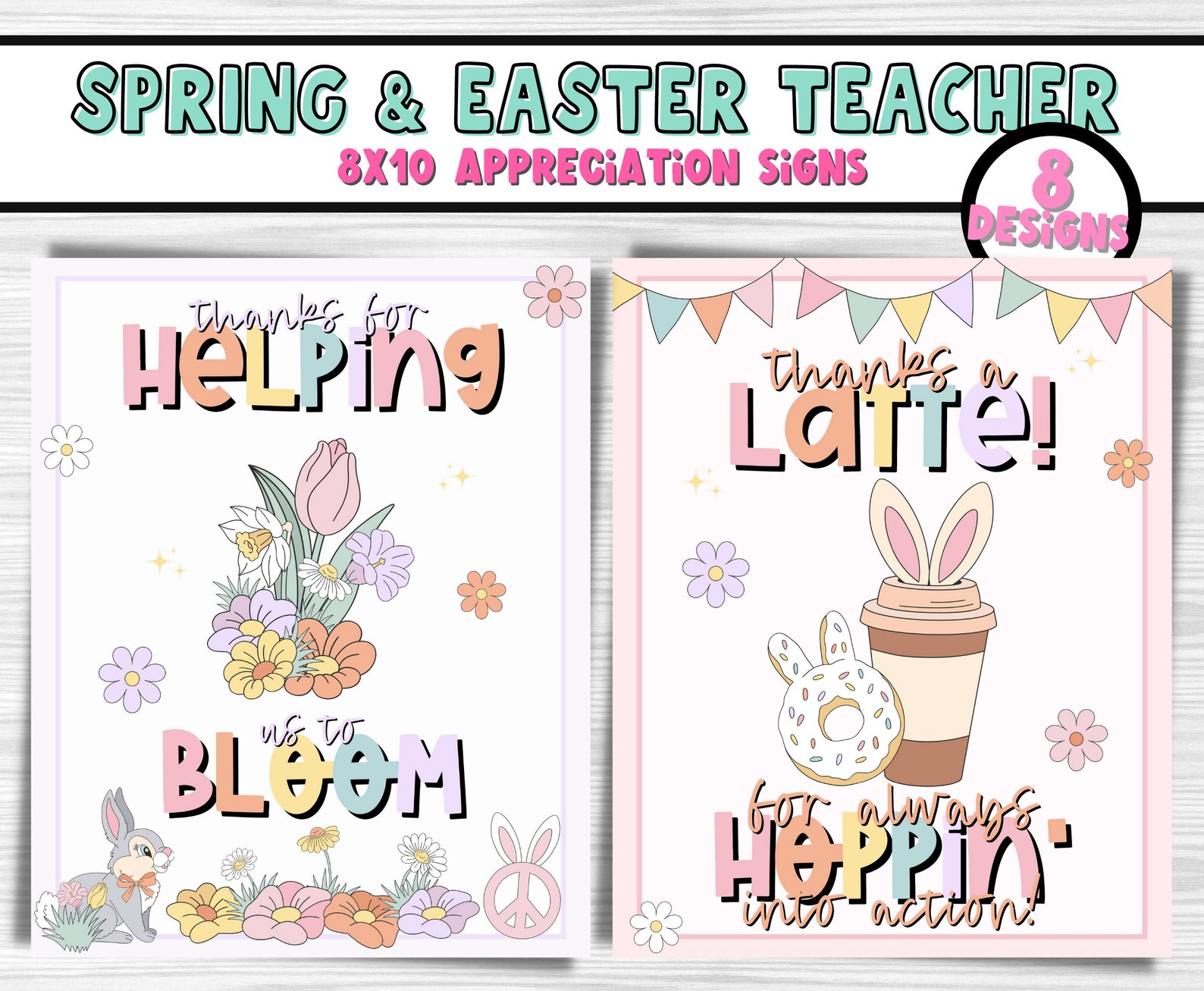 Retro Spring Teacher Appreciation Sign Bundle | Thank a Teacher ...