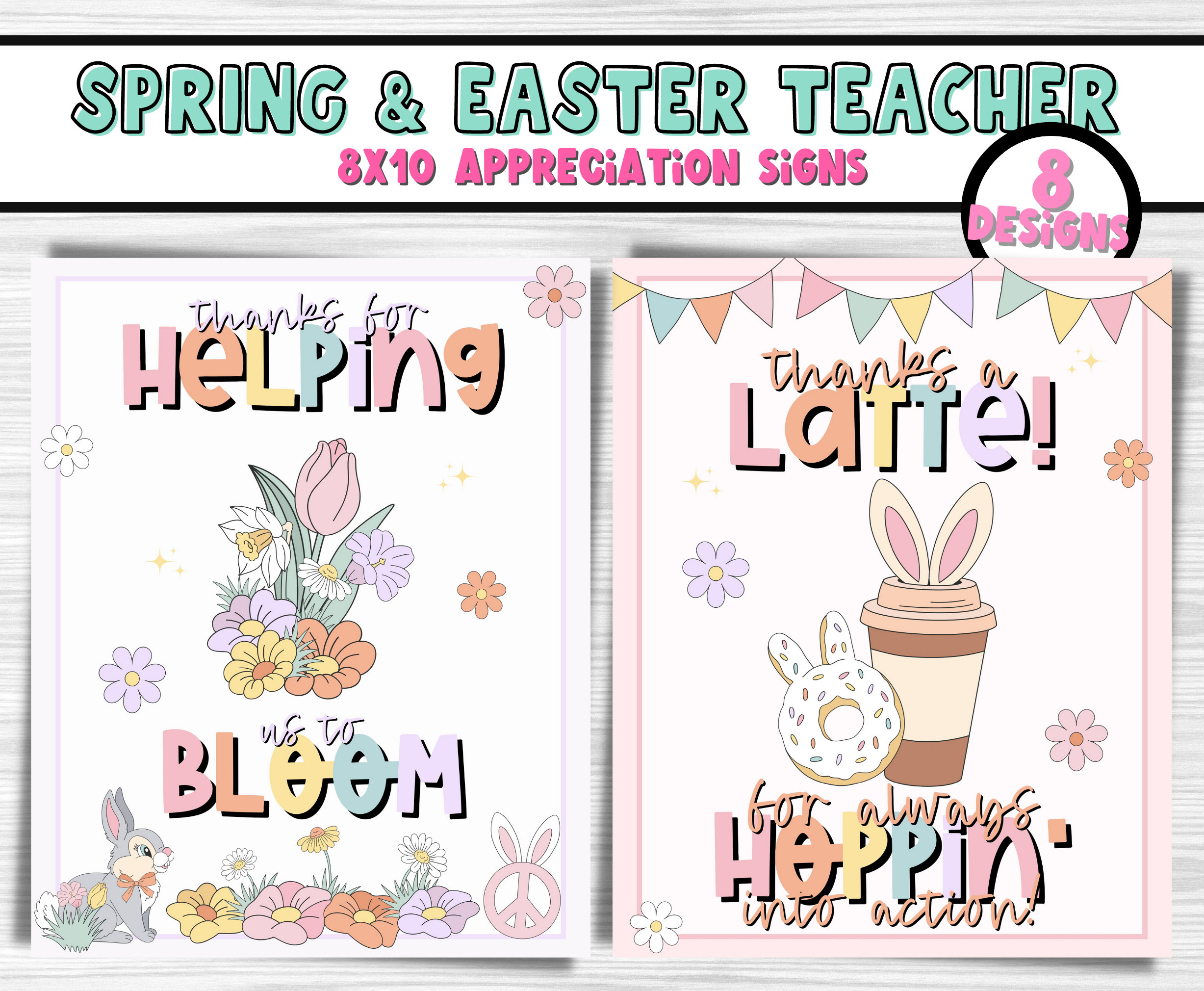 Retro Spring Teacher Appreciation Sign Bundle | Thank a Teacher ...