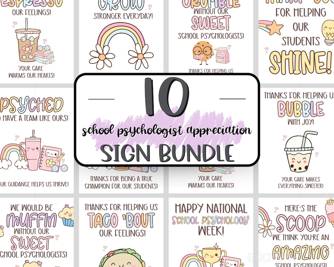 Cute School Psychology Appreciation Printable Signs | National School ...