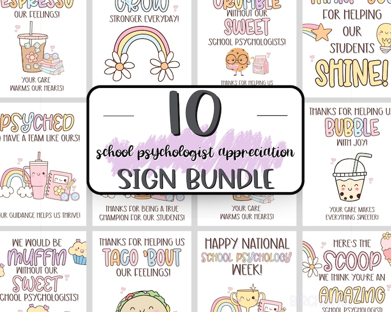 Cute School Psychology Appreciation Printable Signs | National School ...