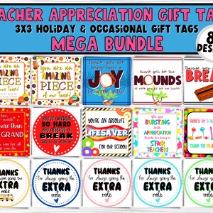 School STAFF & TEACHER Appreciation Gift Tag Bundle Printable Tags for ...