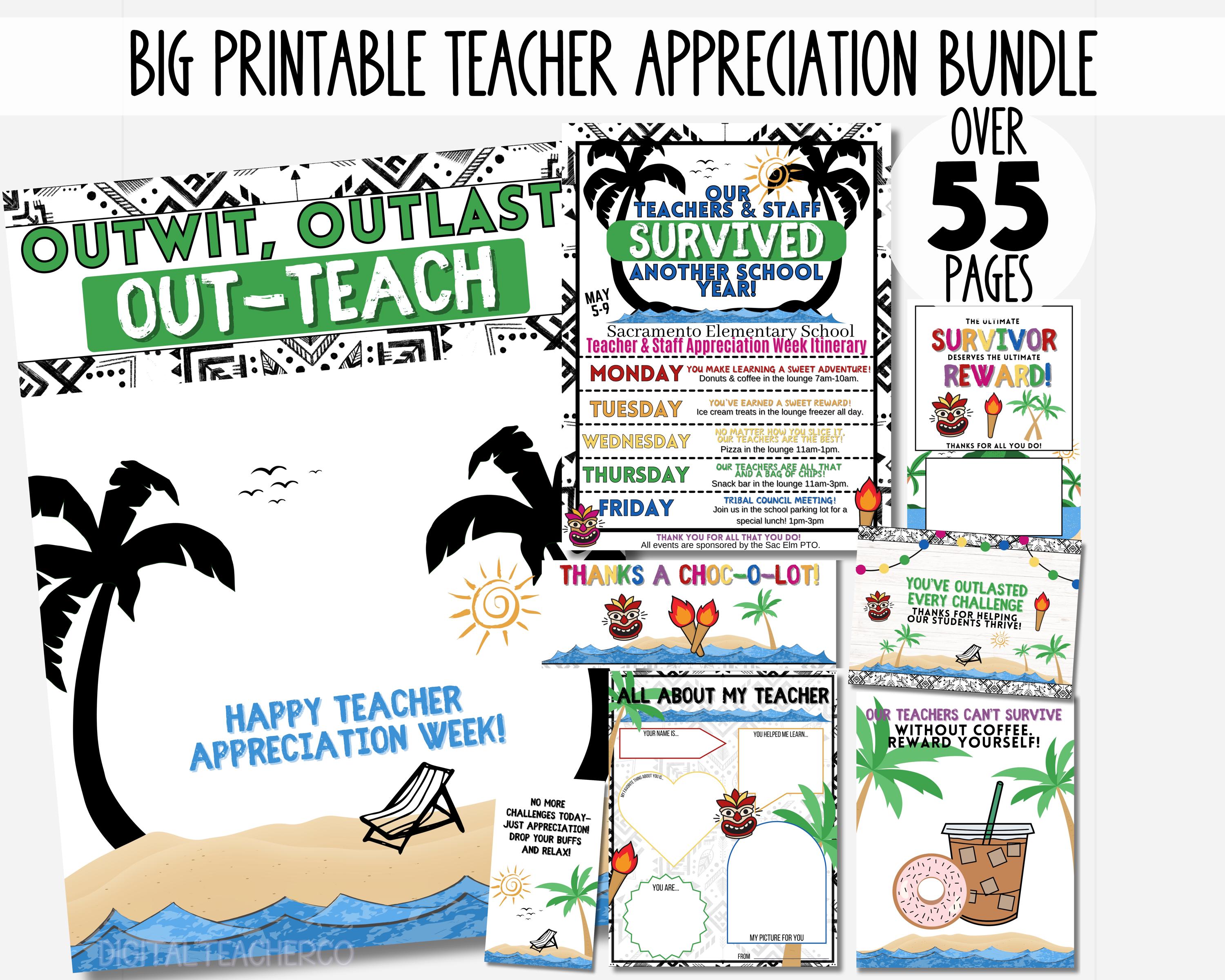 Survivor and Tropical Theme Teacher Appreciation Week Kit | Teacher ...
