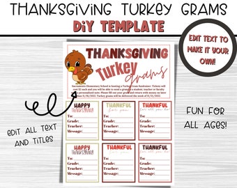 Gratitude Gram School Fundraiser Flyer for PTA PTO Thanksgiving Events ...