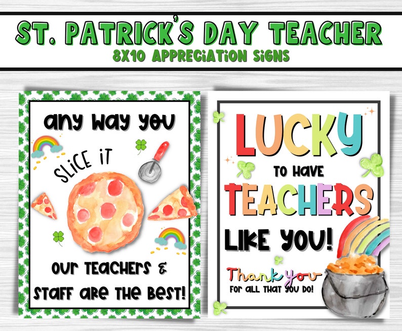 St. Patrick's Day Teacher Appreciation Sign Bundle | Thank a Teacher ...