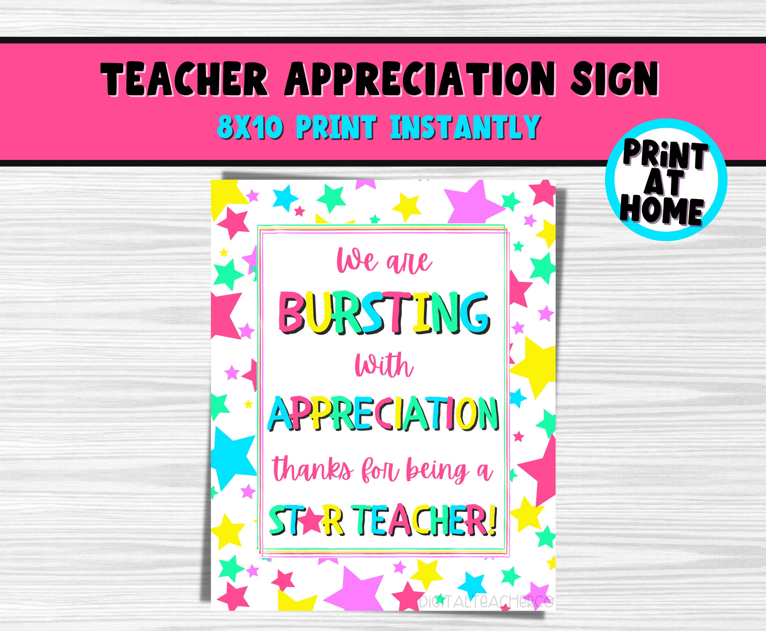 Starburst Inspired Teacher Appreciation Sign 8x10 - Etsy
