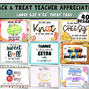 Snack & Candy TEACHER APPRECIATION Printable Tags | Large Size 4"x3 ...