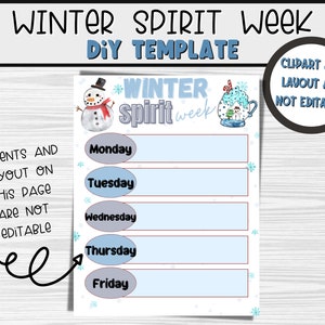 Winter Spirit Week Editable Itinerary Schedule | Printable DIY Spirit ...