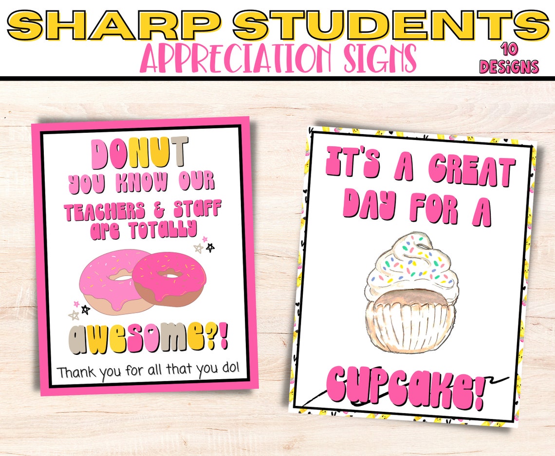 Sharp Students Teacher Appreciation Sign Bundle | Printable DIY Teacher ...