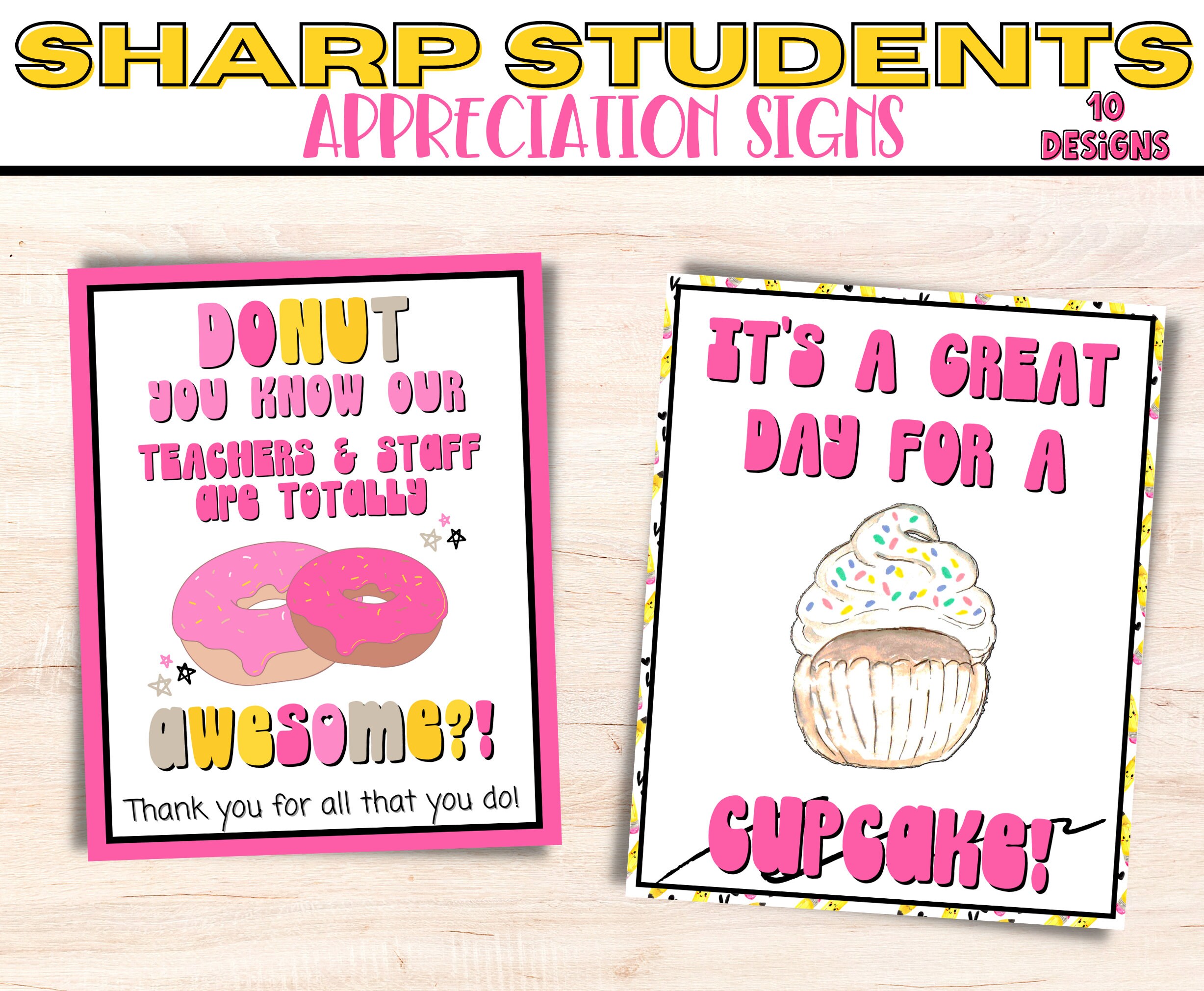Sharp Students Teacher Appreciation Sign Bundle | Printable DIY Teacher ...