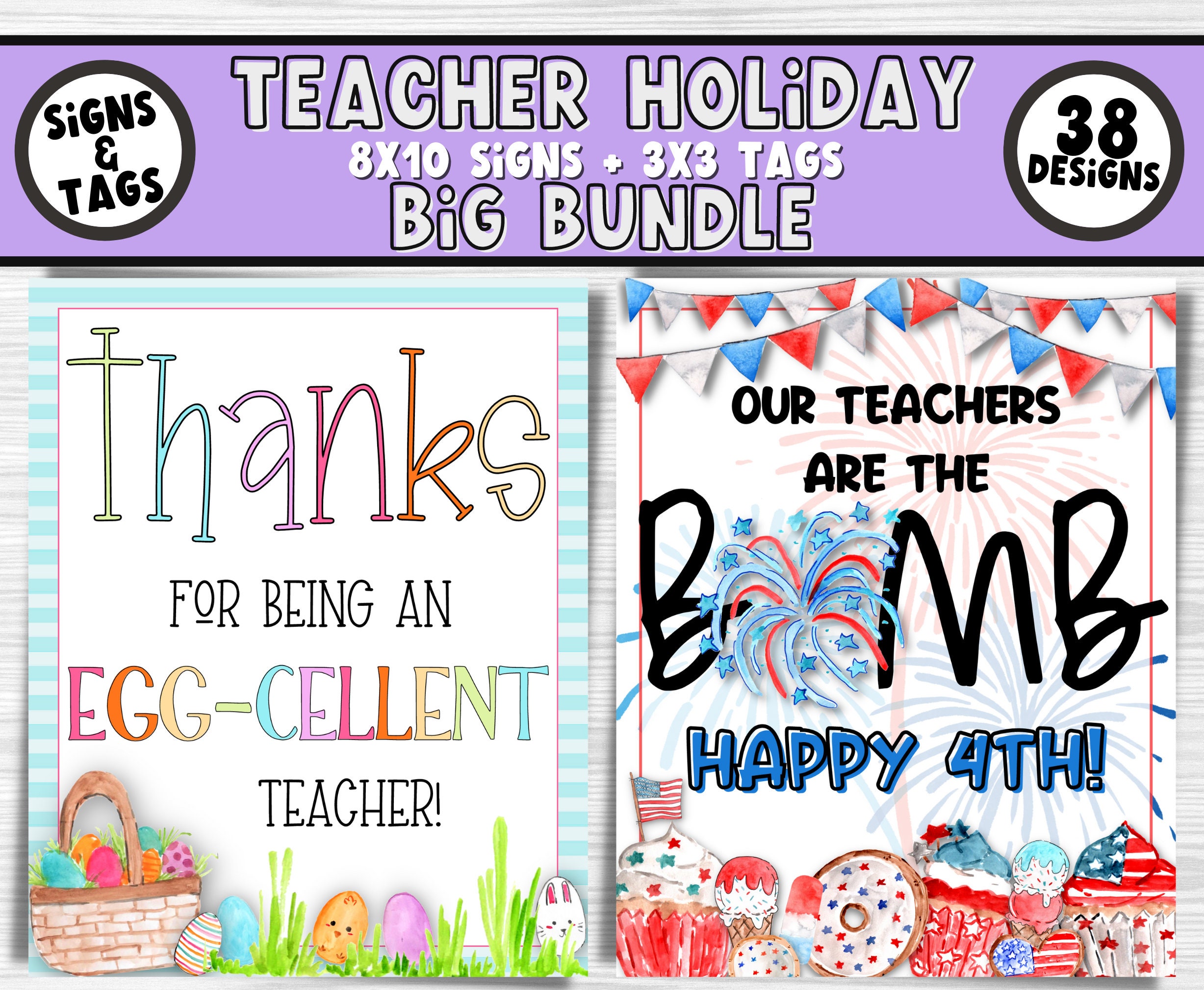HOLIDAY TEACHER Appreciation Sign and Gift Tag Bundle - Etsy