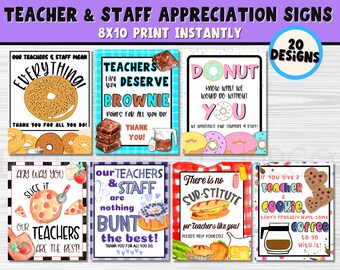 Staff Appreciation Sign Bundle of 20 Designs Coffee Lunch - Etsy