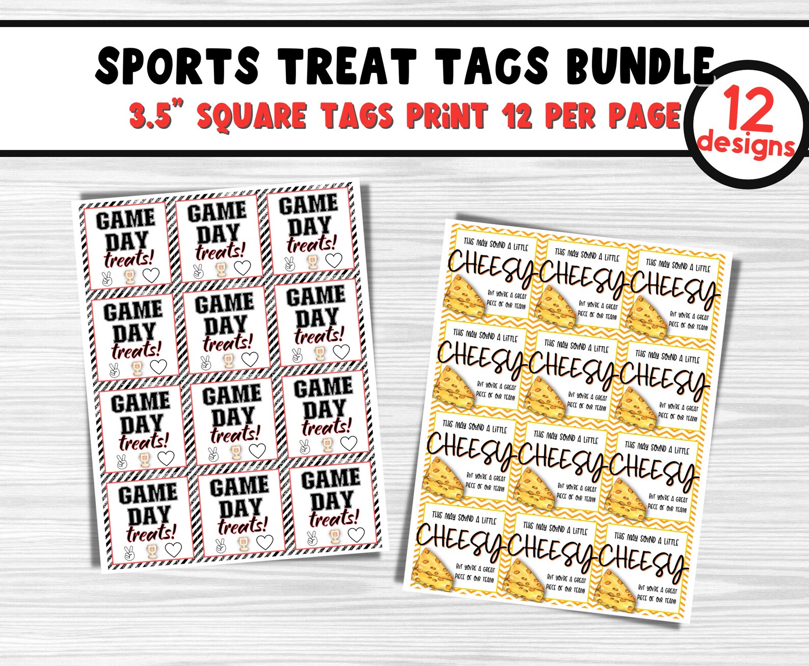Sports Treat Tag Bundle of 12 Designs Chips, Blow Pop, Fruit & More ...
