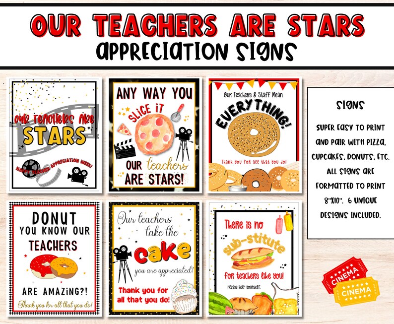 Movie Star Theme Teacher Appreciation Week Printable Editable Bundle ...