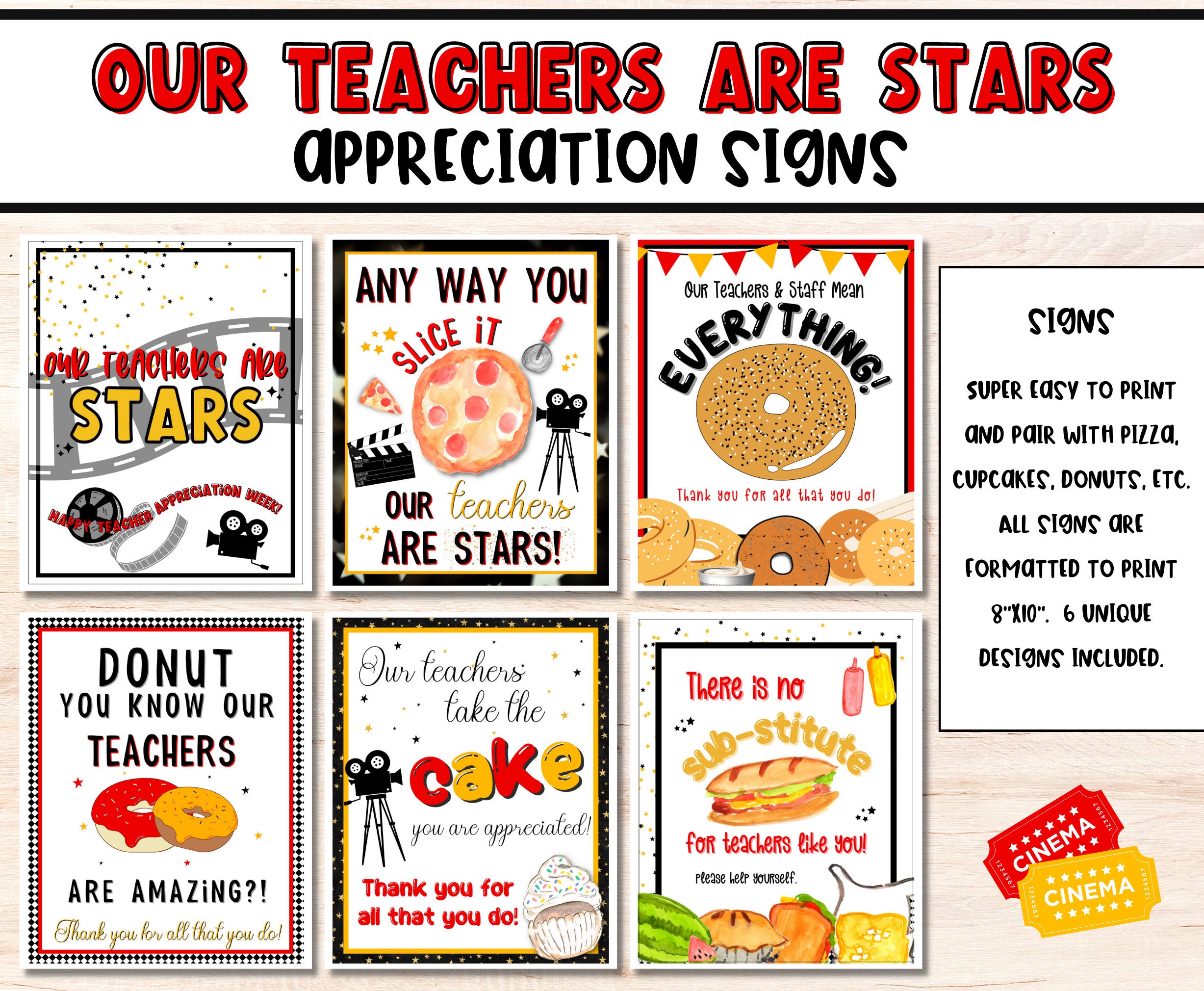 Movie Star Theme Teacher Appreciation Week Printable Editable Bundle ...