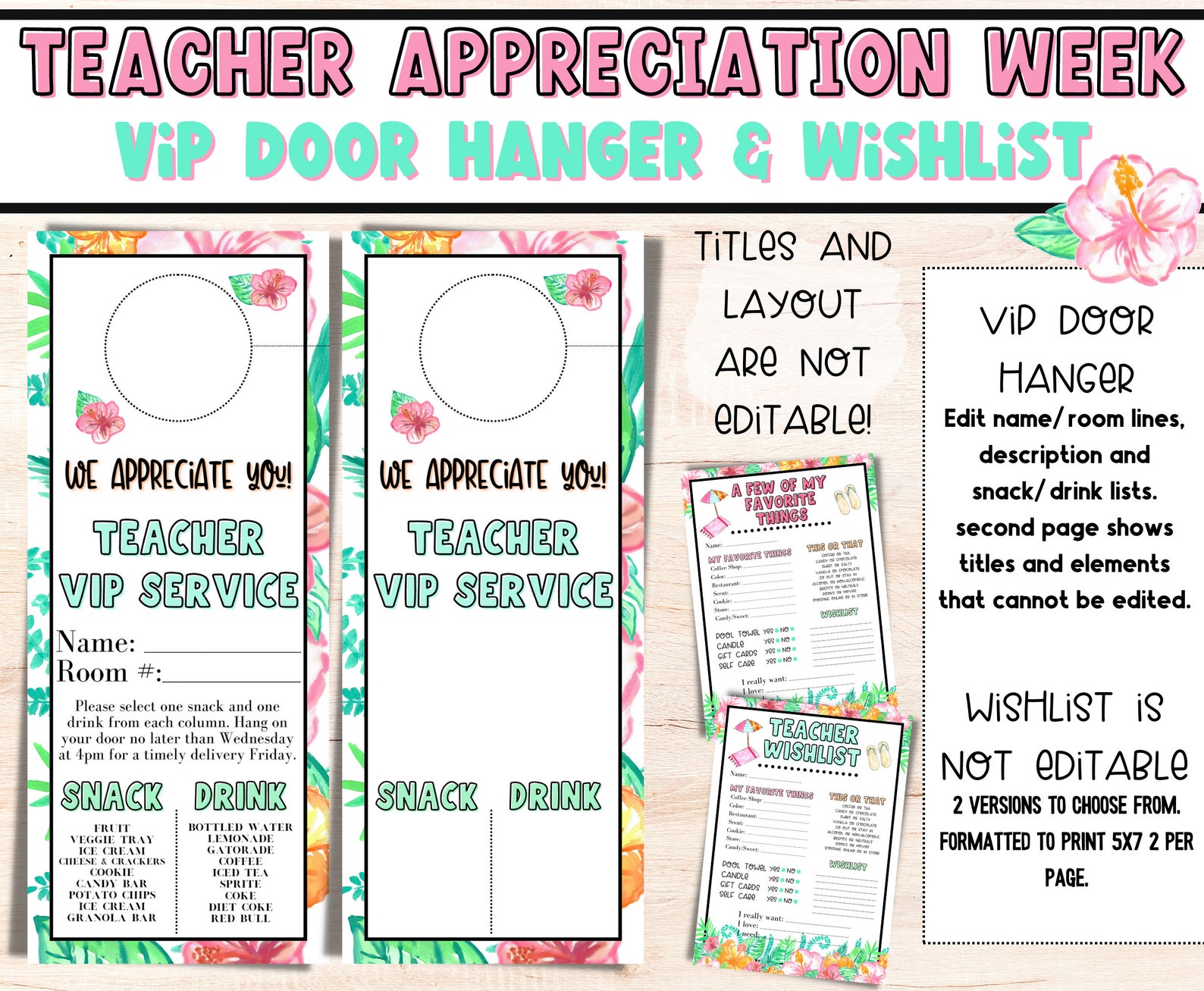 Mahalo Teacher Appreciation Week Printable Editable Hawaiian Theme ...