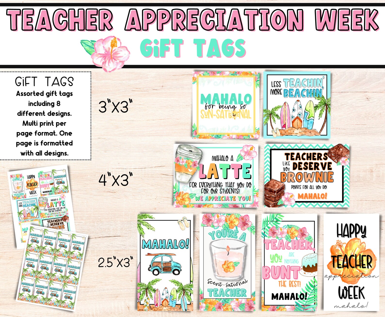 Mahalo Teacher Appreciation Week Printable Editable Hawaiian Theme ...