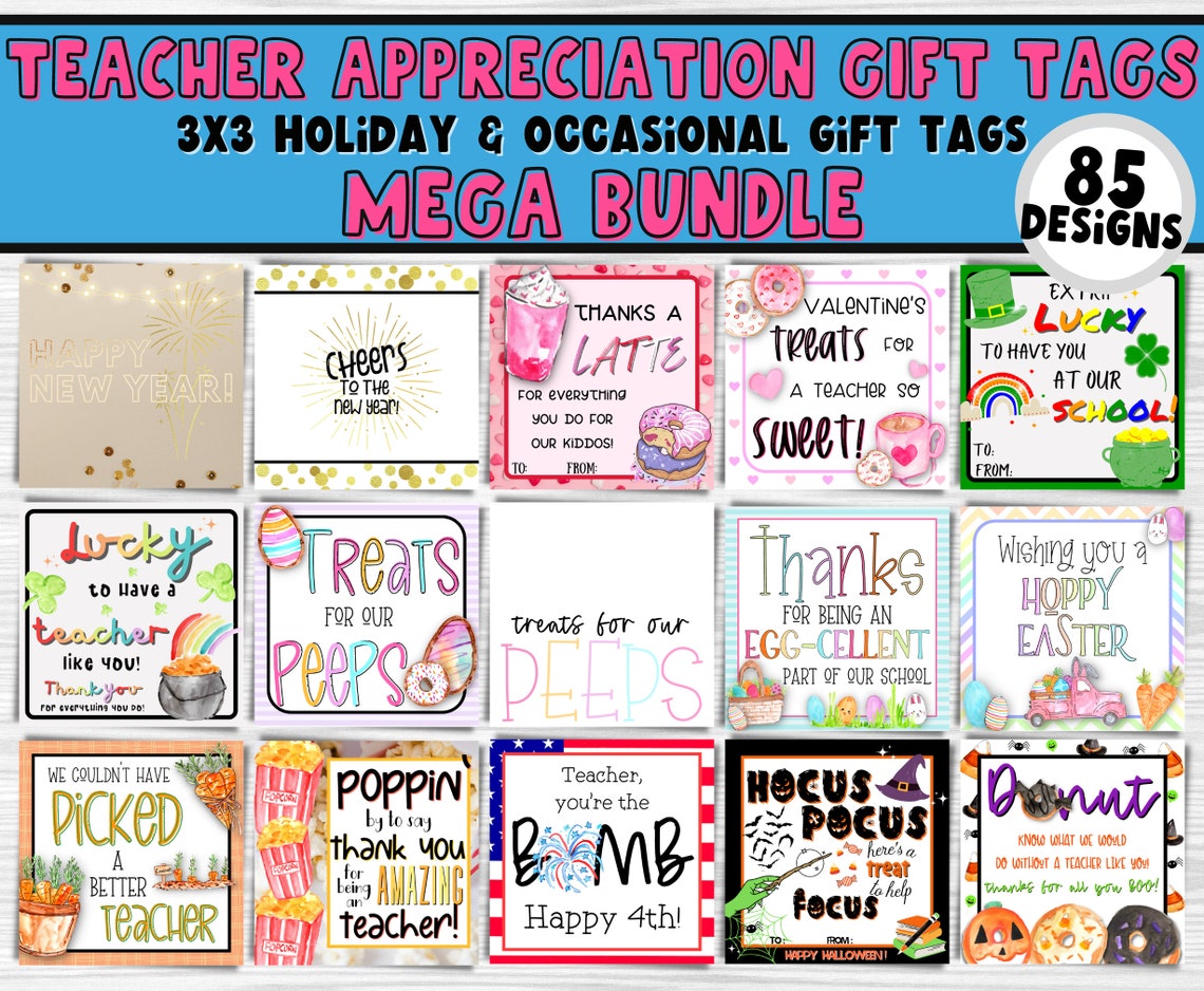 School STAFF & TEACHER Appreciation Gift Tag Bundle Printable Tags for ...