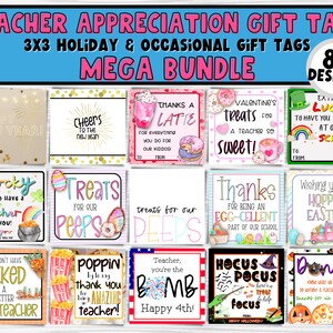 School STAFF & TEACHER Appreciation Gift Tag Bundle Printable Tags for ...