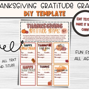 Gratitude Gram School Fundraiser Flyer for PTA PTO Thanksgiving Events ...