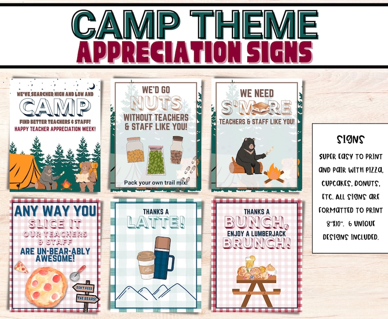 Camp Teacher Appreciation Week Itinerary & Printable Bundle | Outdoor ...