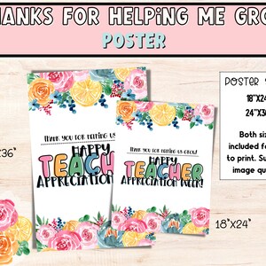 Teacher Appreciation Week Printable Editable Floral Grow Bloom Bundle ...