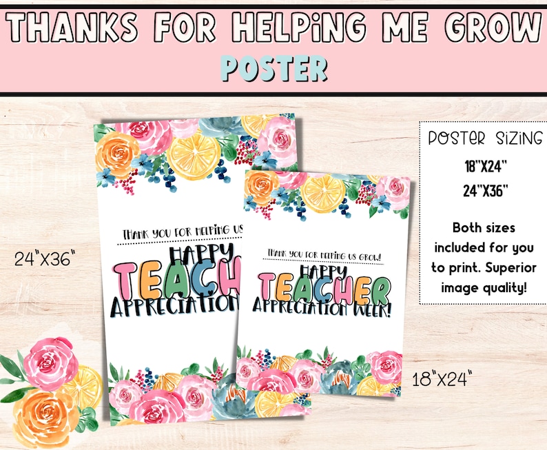 Teacher Appreciation Week Printable Editable Floral Grow Bloom Bundle ...