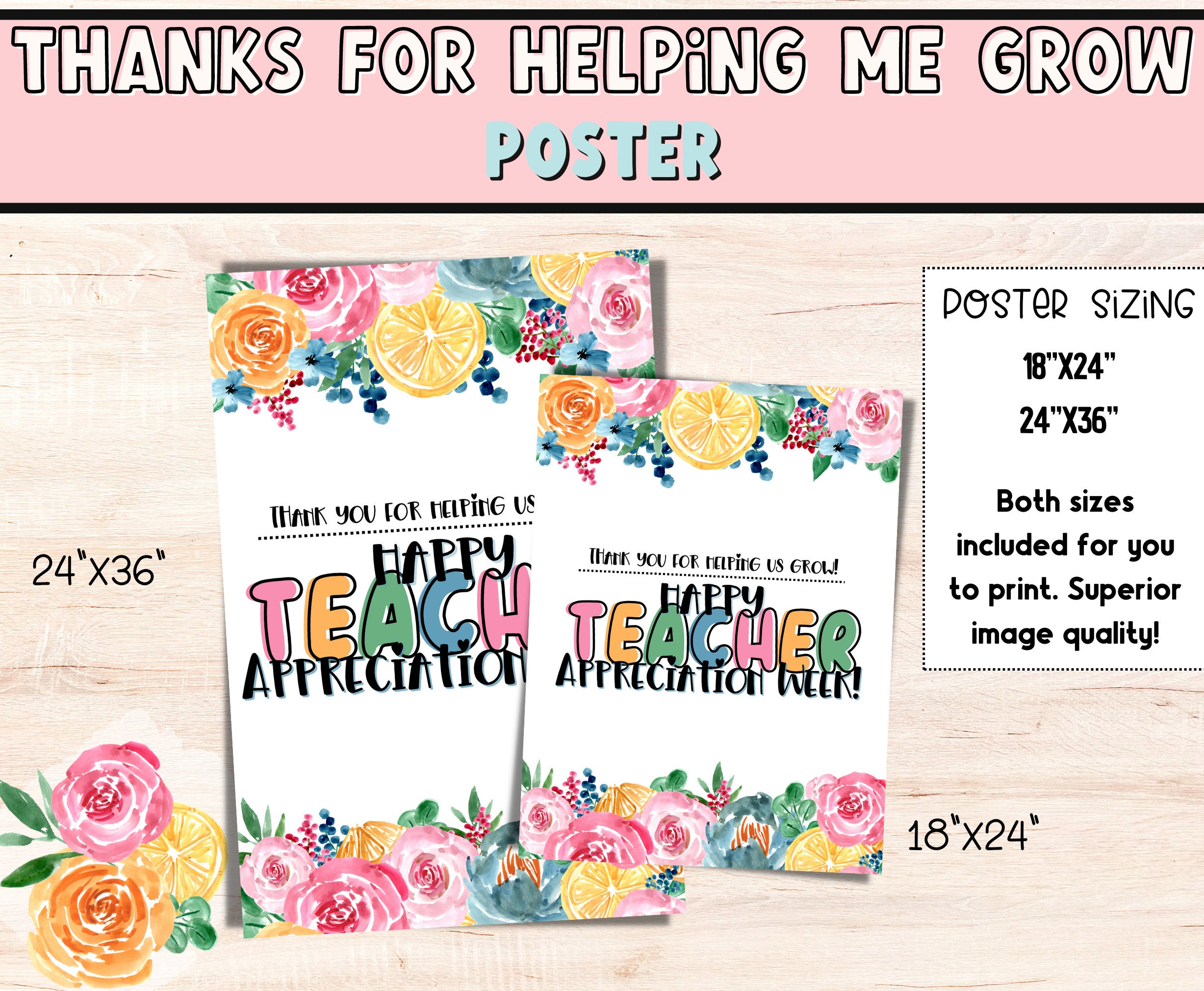 Teacher Appreciation Week Printable Editable Floral Grow Bloom Bundle ...