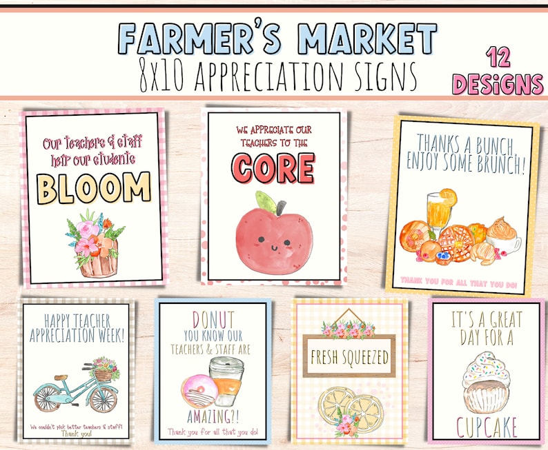 Farmer's Market Teacher Appreciation Sign Bundle | Printable DIY ...