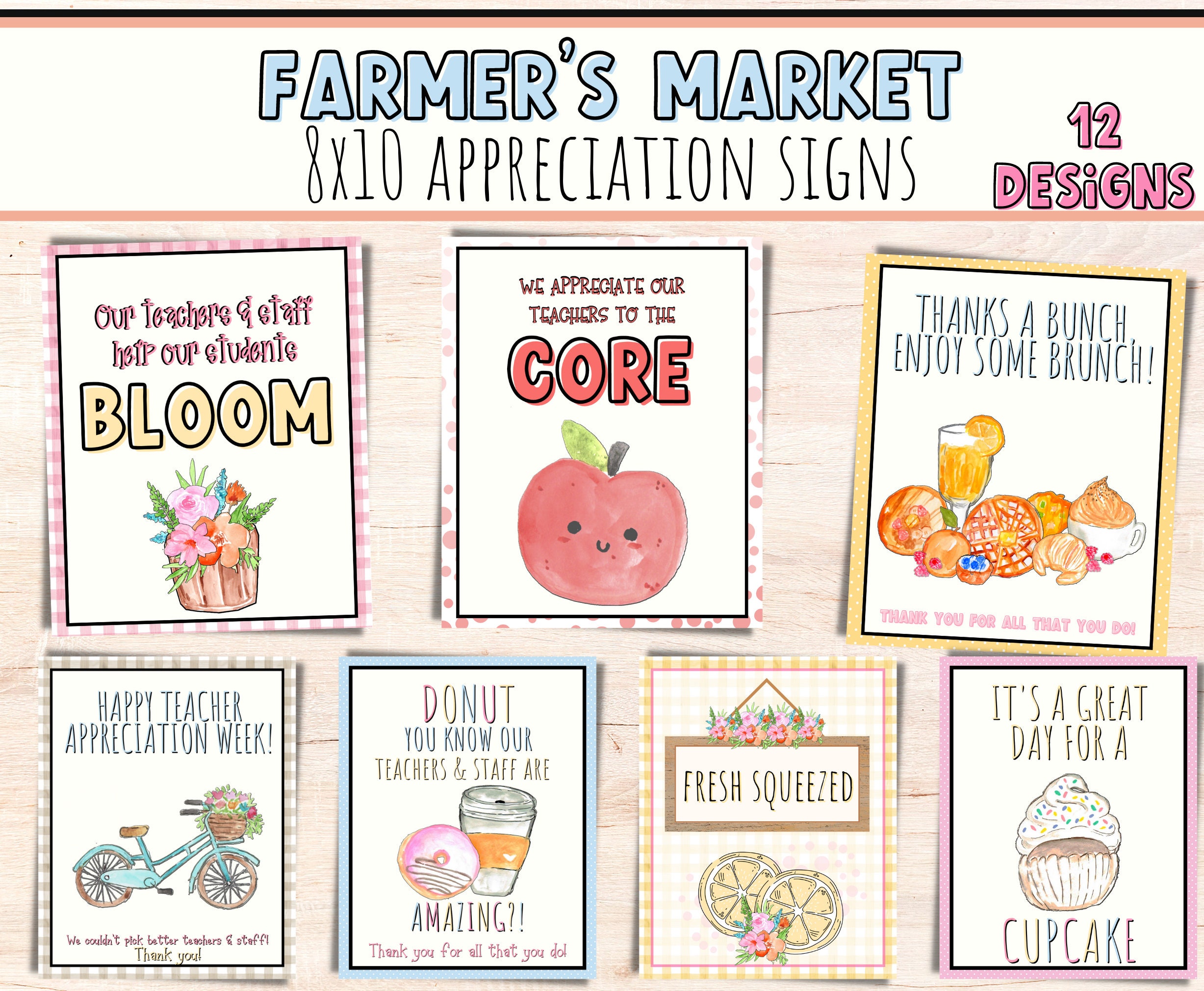 Farmer's Market Teacher Appreciation Sign Bundle | Printable DIY ...