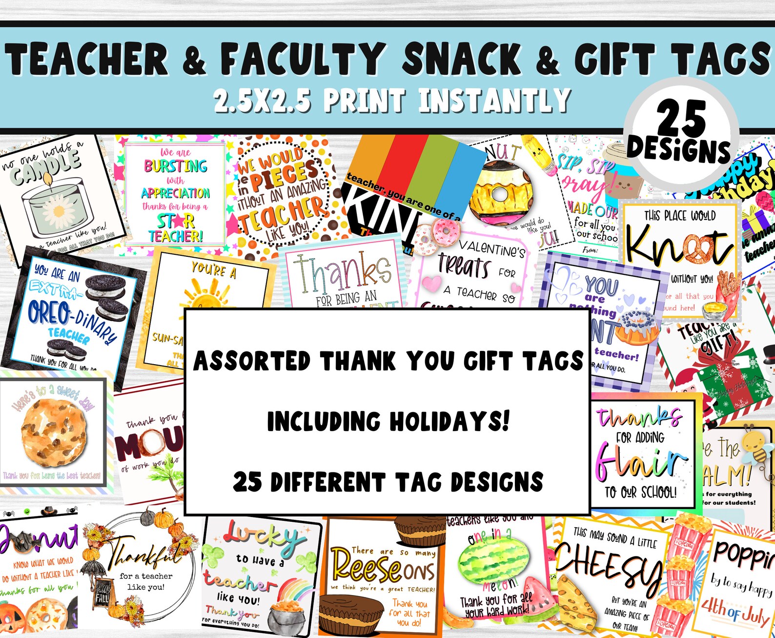 Teacher & School Staff Appreciation Printable Gift Tags | DIY School ...