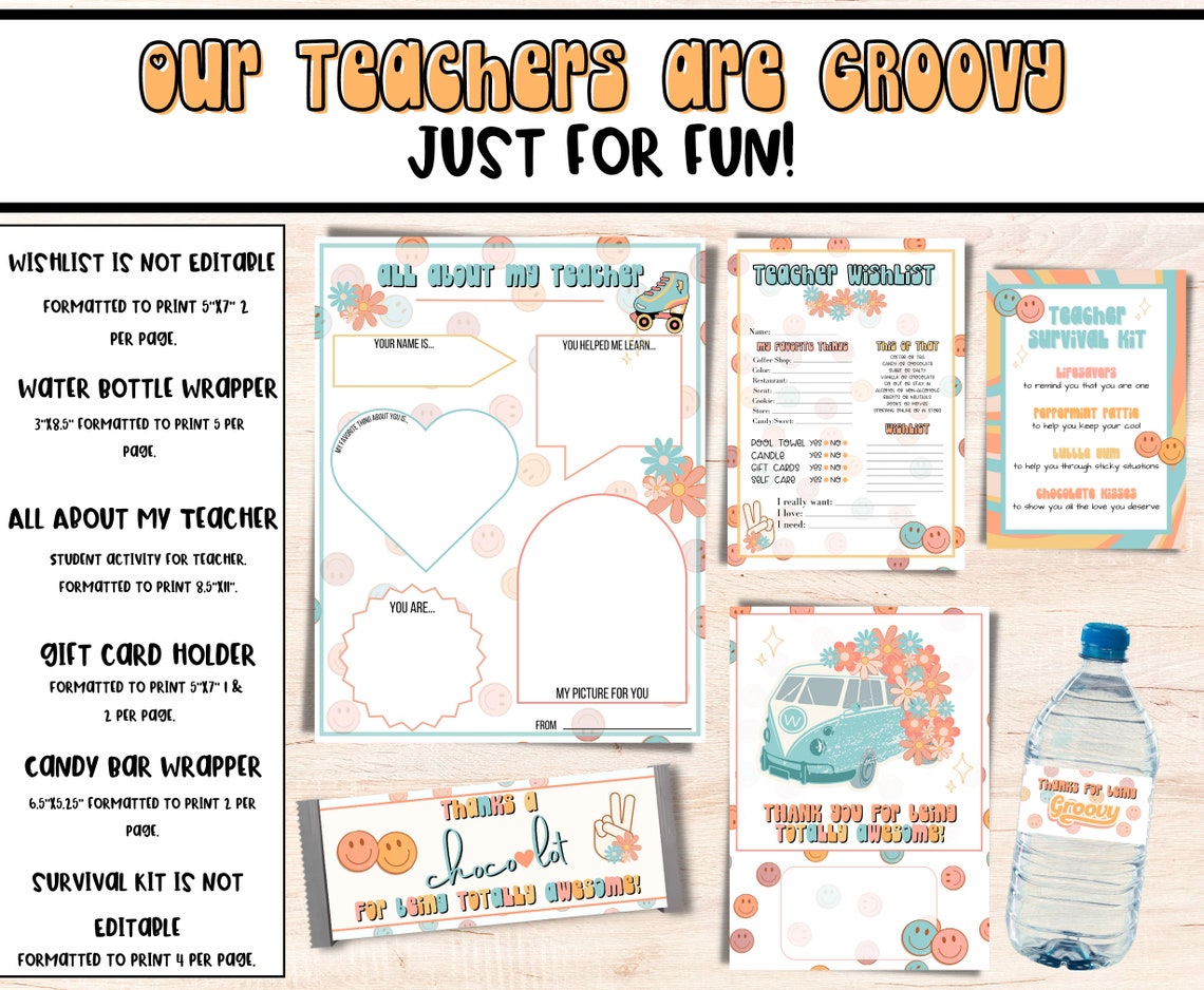 Groovy Teachers Appreciation Week Kit Teacher Appreciation - Etsy