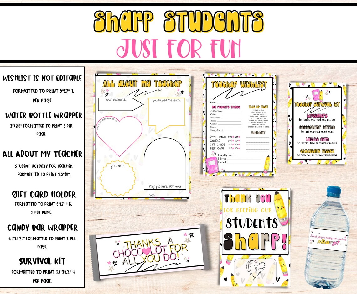 Sharp Students Teacher Appreciation Week Printable Editable Bundle ...