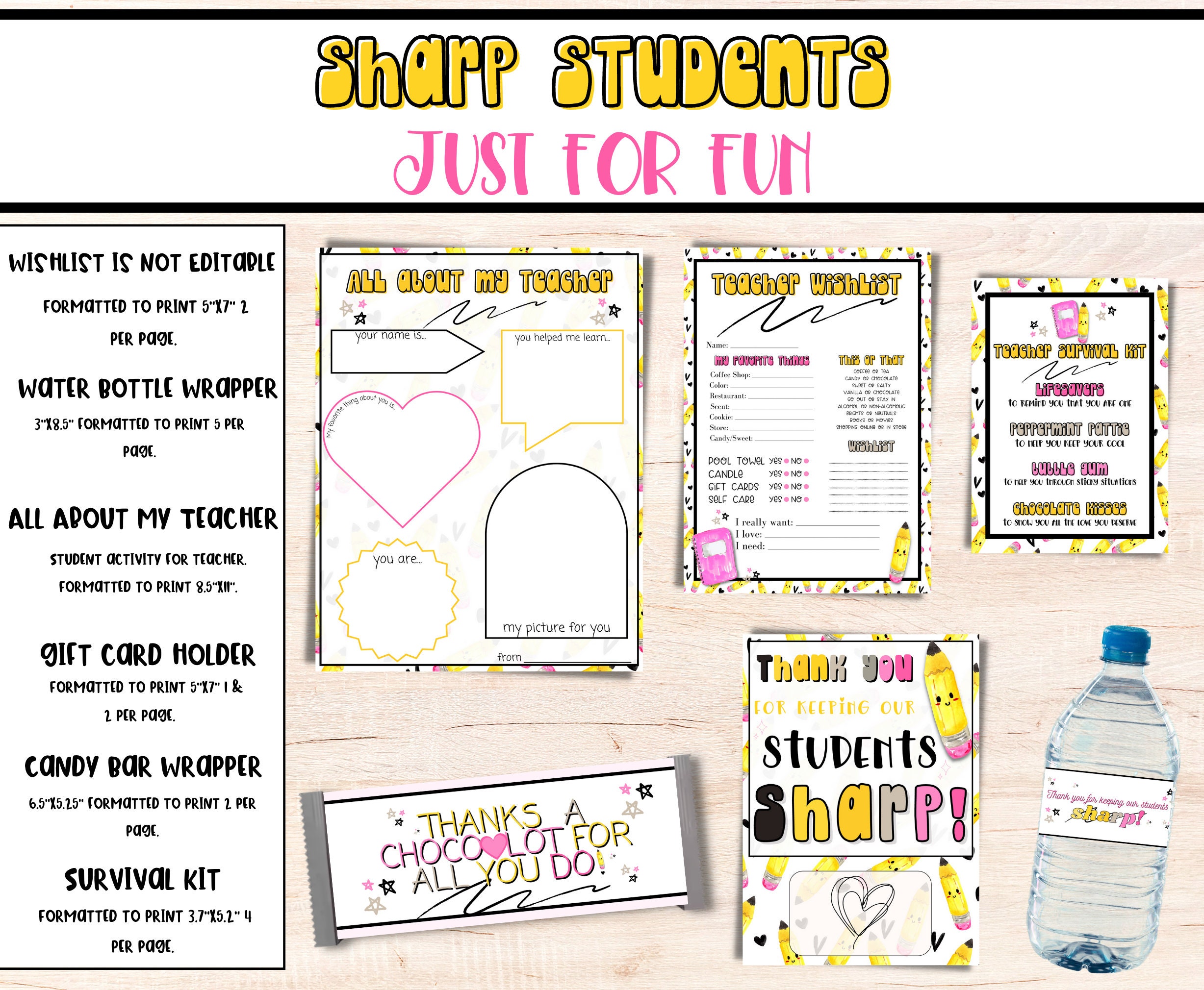 Sharp Students Teacher Appreciation Week Printable Editable Bundle ...