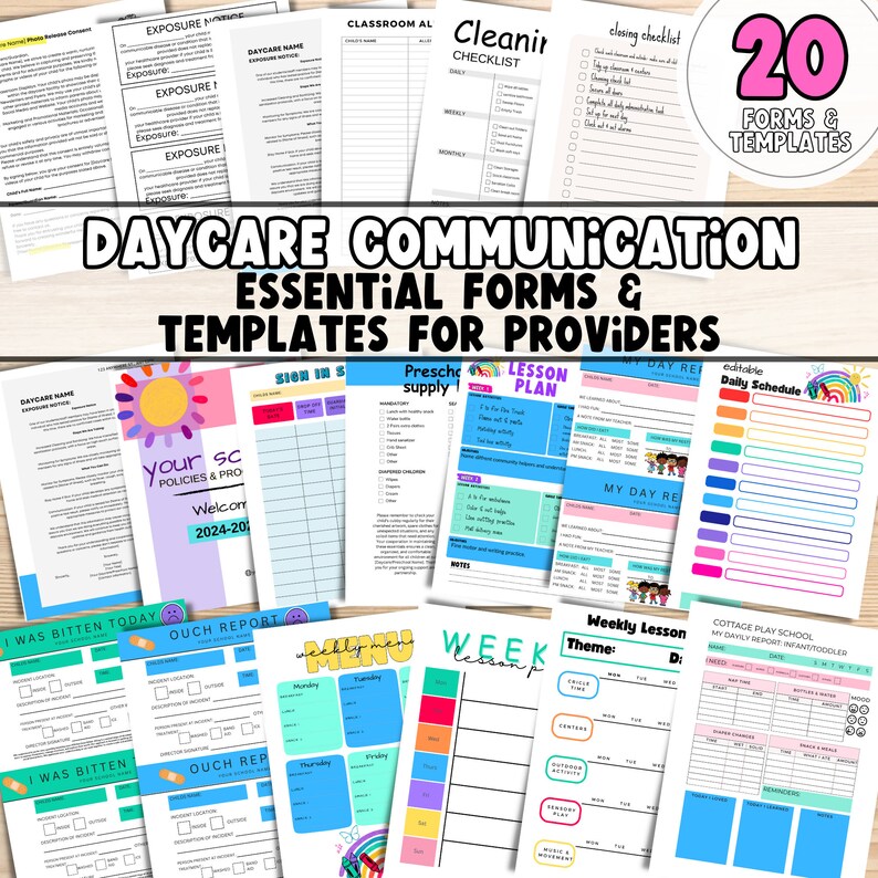 EDITABLE Daily Communication Daycare Forms and Templates Preschool ...