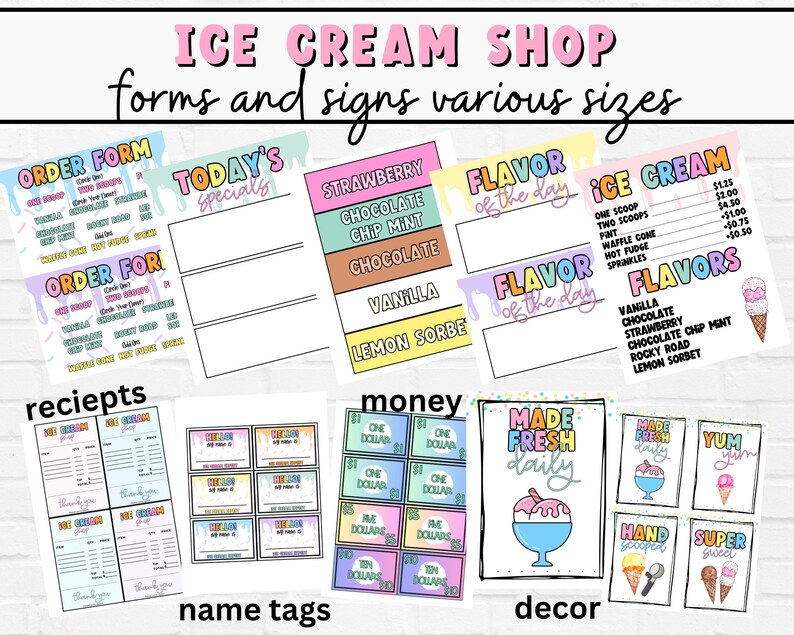 Pretend Play Ice Cream Shop Kit for Preschool | Dramatic Play Printable ...