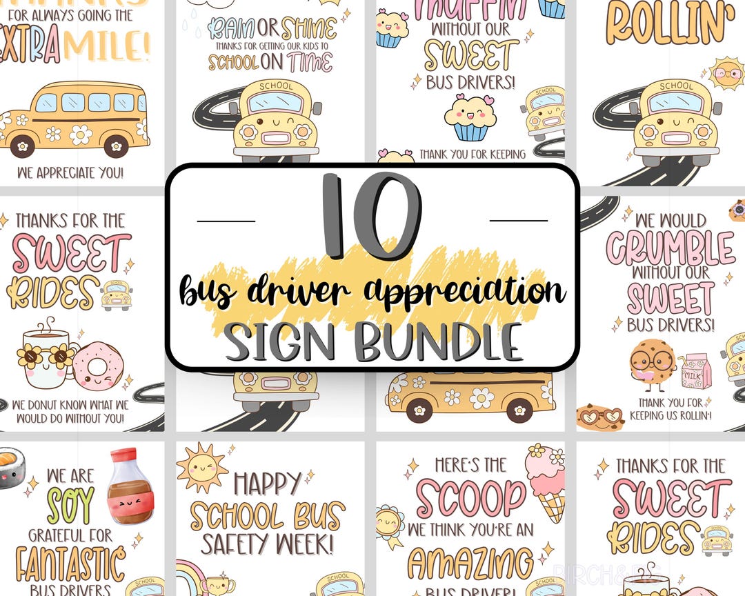 Bus Driver Appreciation Sign Bundle | Bus Driver Safety Week | Muffin ...