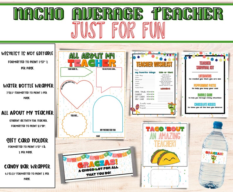Editable Nacho Average Fiesta Teacher Appreciation Week Printable ...