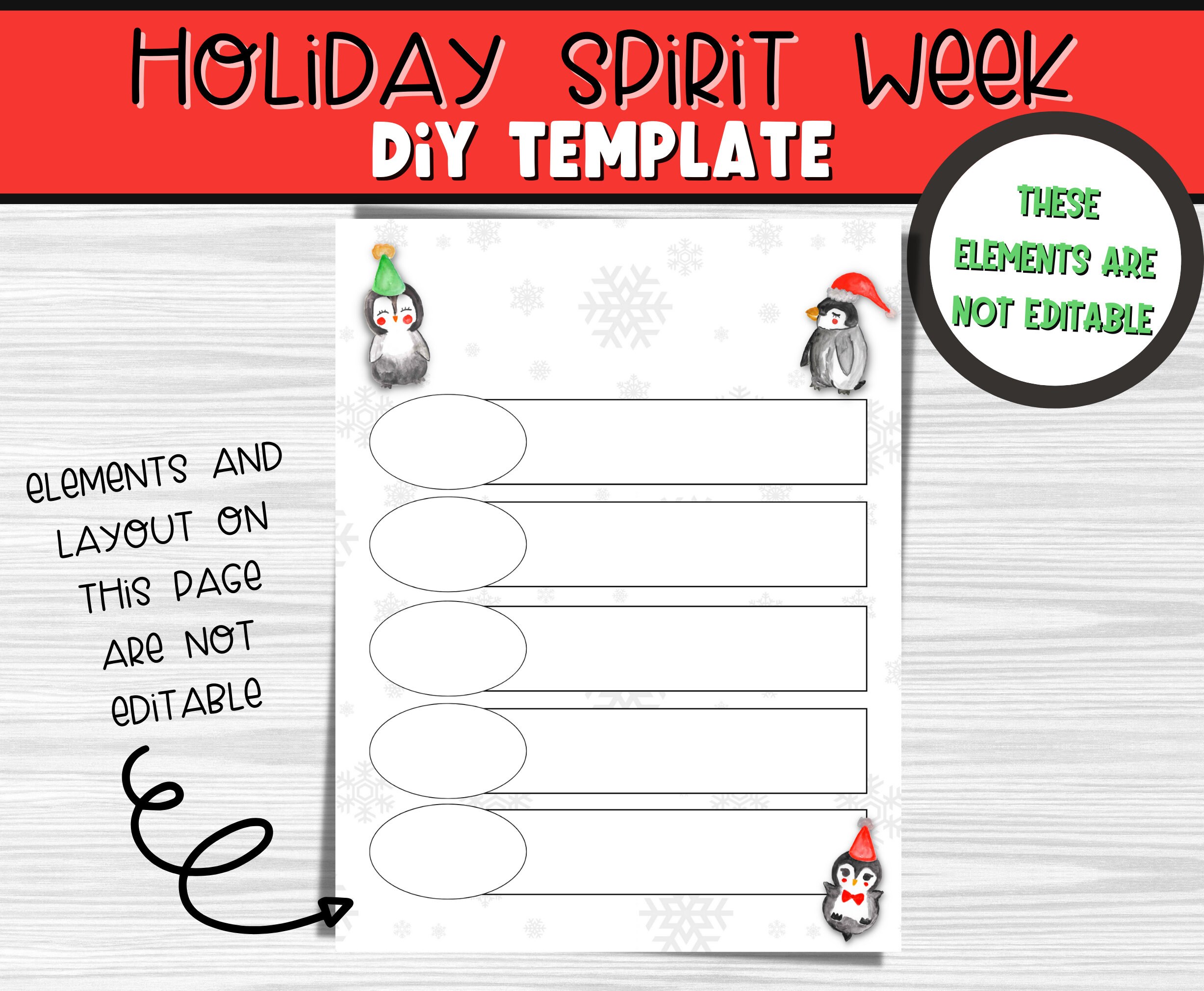 Christmas School Spirit Week Editable Itinerary Schedule Printable DIY ...