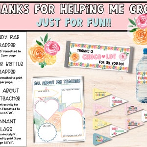 Teacher Appreciation Week Printable Editable Floral Grow Bloom Bundle ...