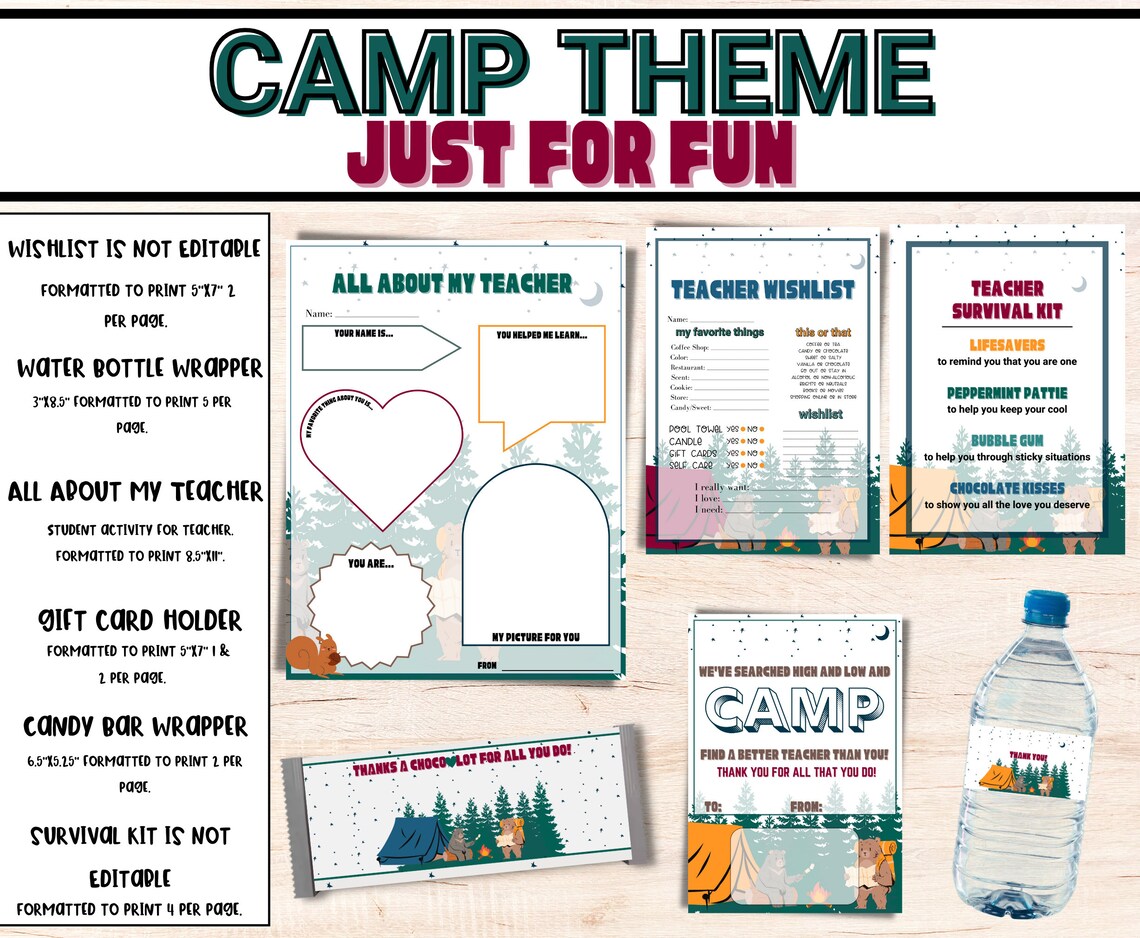 Camp Teacher Appreciation Week Itinerary & Printable Bundle | Outdoor ...