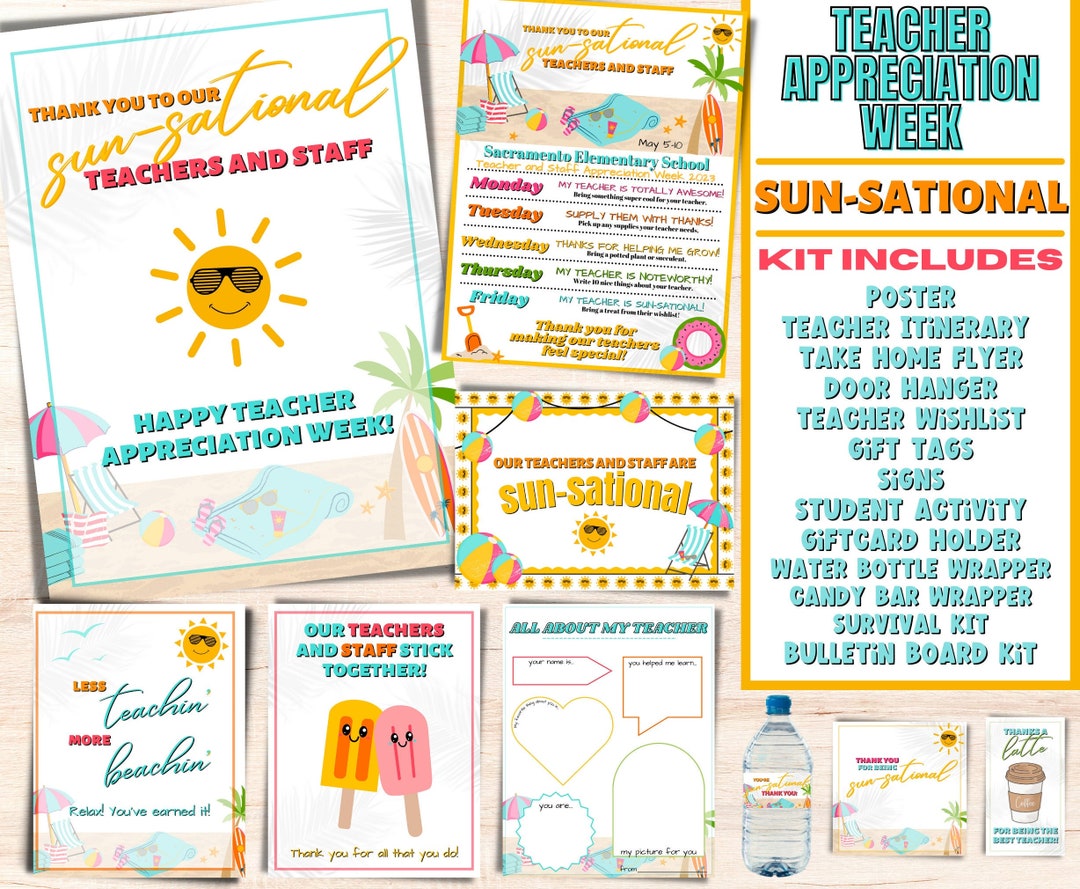 Editable Sun-sational Teacher Appreciation Week Printable Bundle ...