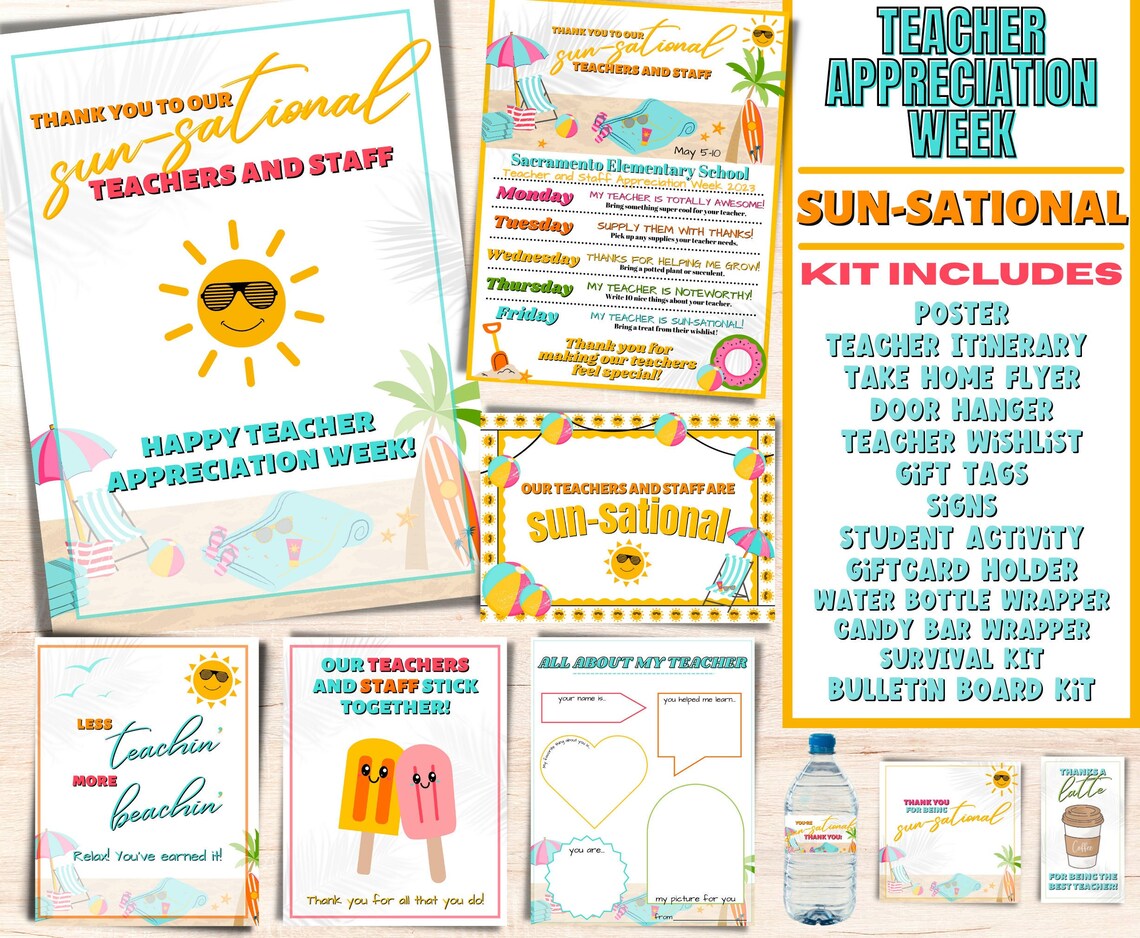 Editable Sun-sational Teacher Appreciation Week Printable Bundle ...