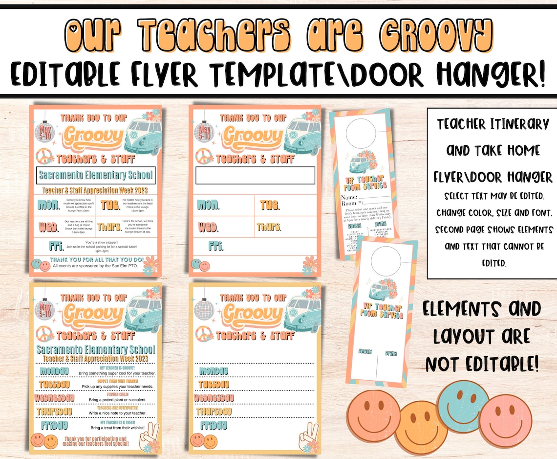 Groovy Teachers Appreciation Week Kit Teacher Appreciation - Etsy