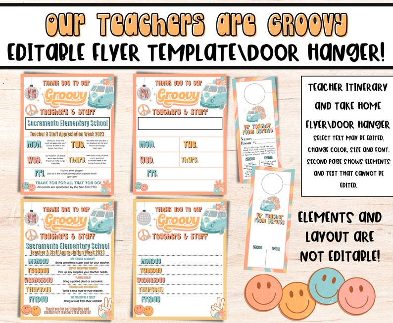 Retro Teacher and Staff Appreciation Week Kit | Teacher Week Itinerary ...