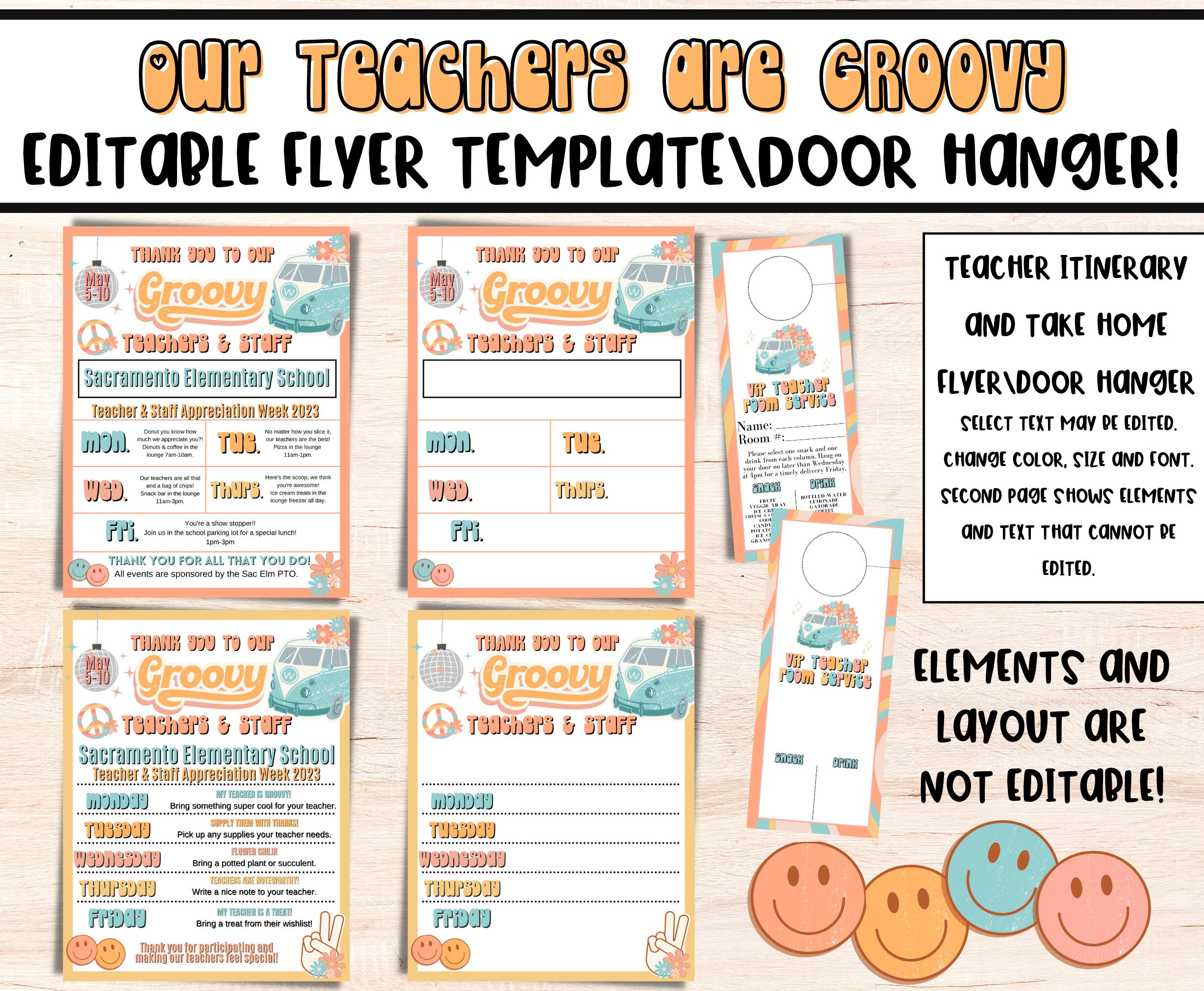 Groovy Teachers Appreciation Week Kit Teacher (Download Now) - Etsy