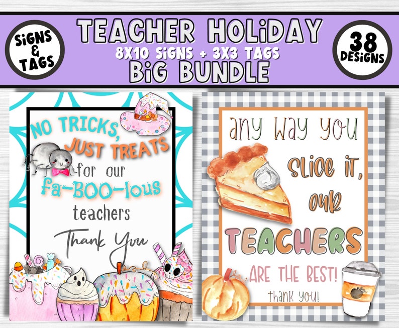 HOLIDAY TEACHER Appreciation Sign and Gift Tag Bundle - Etsy